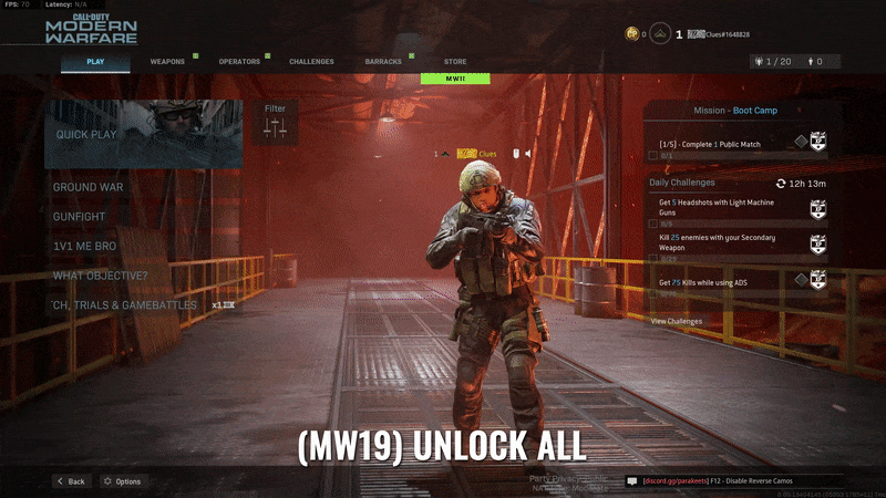 [MW 2019] Unlock All – Parakeets